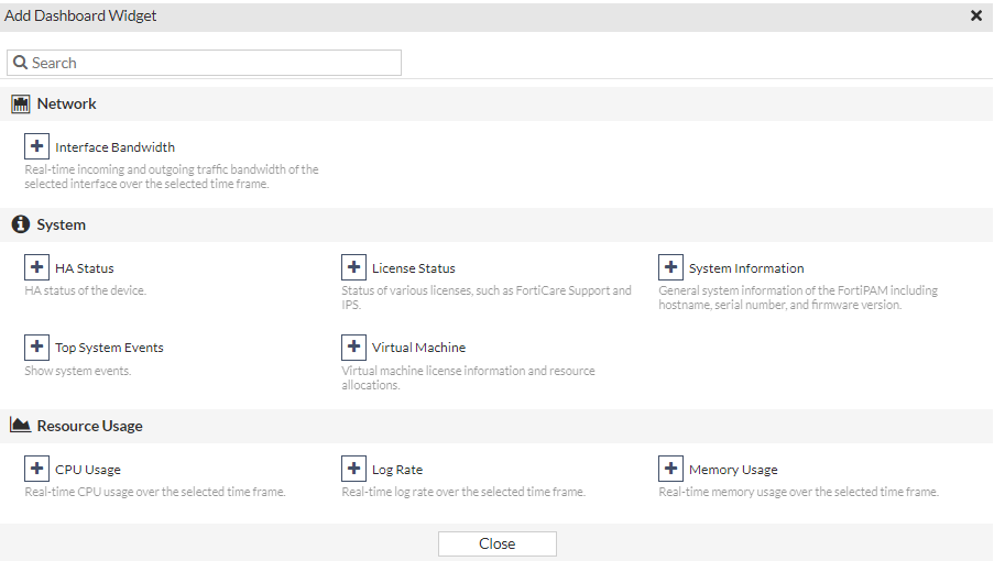 Dashboard | FortiPAM 1.6.0 | Fortinet Document Library