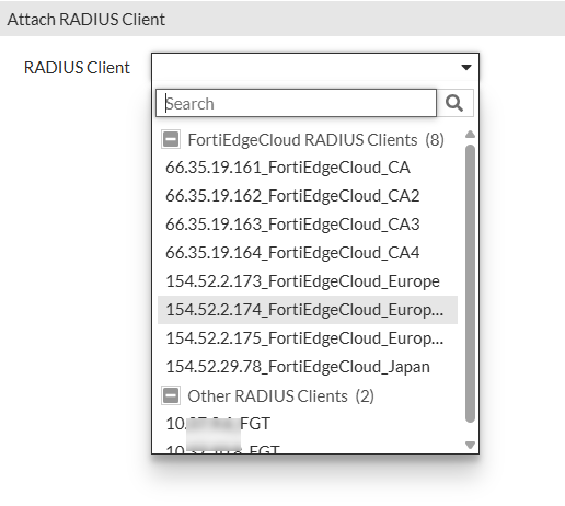 Attaching RADIUS Clients | FortiPresence 25.3.0 | Fortinet Document Library