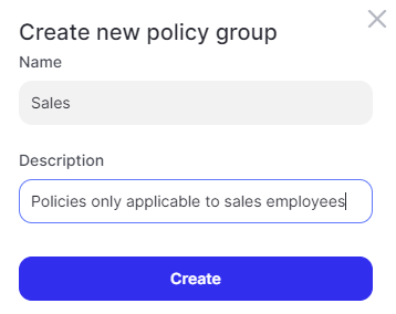 Creating custom policy groups | FortiDLP | Fortinet Document Library