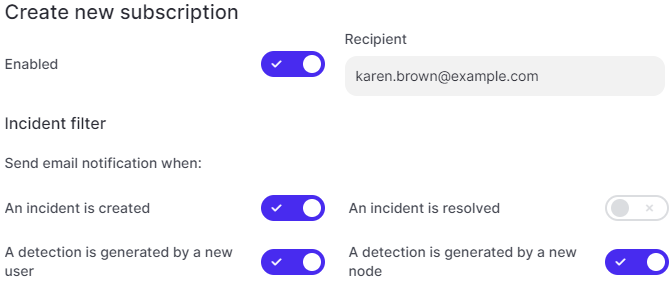 Creating incident notification subscriptions | FortiDLP | Fortinet Document Library