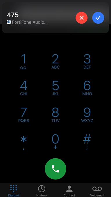 Receiving a call | FortiFone 1.0.0