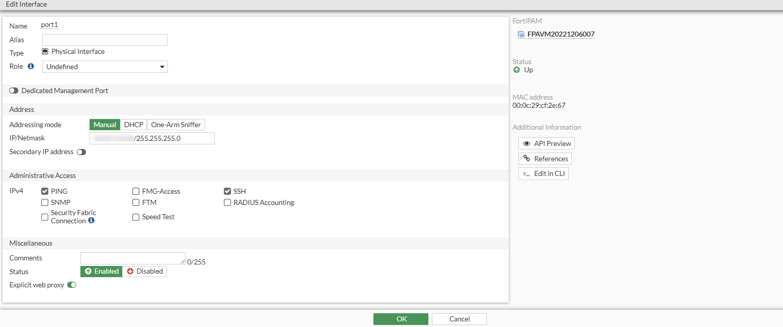 Enabling the web proxy feature | FortiPAM 1.3.0 | Fortinet Document Library
