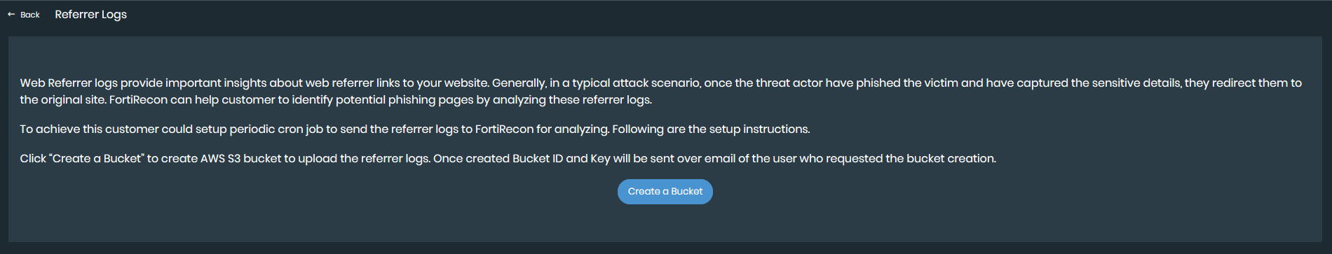 Managing referrer logs | FortiRecon 25.2.a | Fortinet Document Library