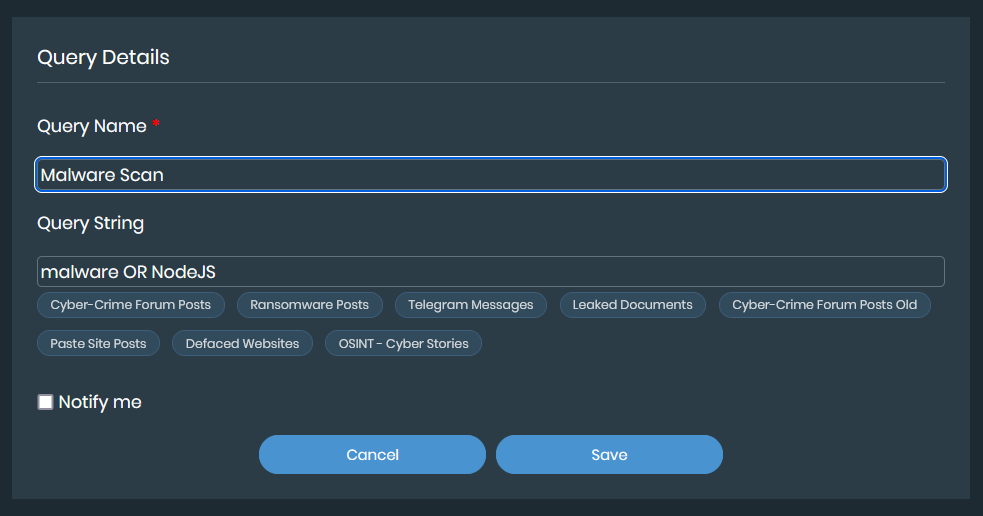 Search Query | FortiRecon 25.2.a | Fortinet Document Library
