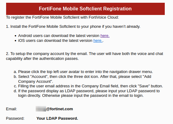 Registering with FortiVoice Cloud | FortiFone 1.0.0 | Fortinet Document ...