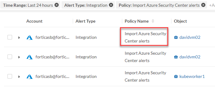 Microsoft Azure Security Integration | FortiCWP 22.2.a