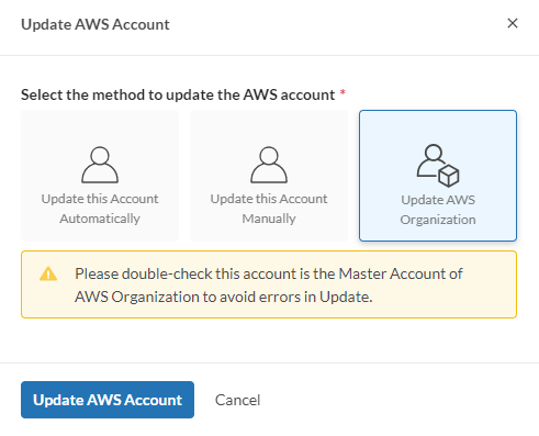 Update AWS Organization | FortiCWP 22.2.a