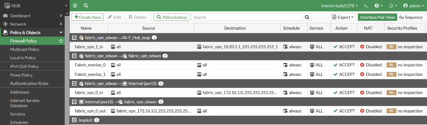 Verifying firewall policies on the hub FortiGate | FortiSASE | Fortinet ...