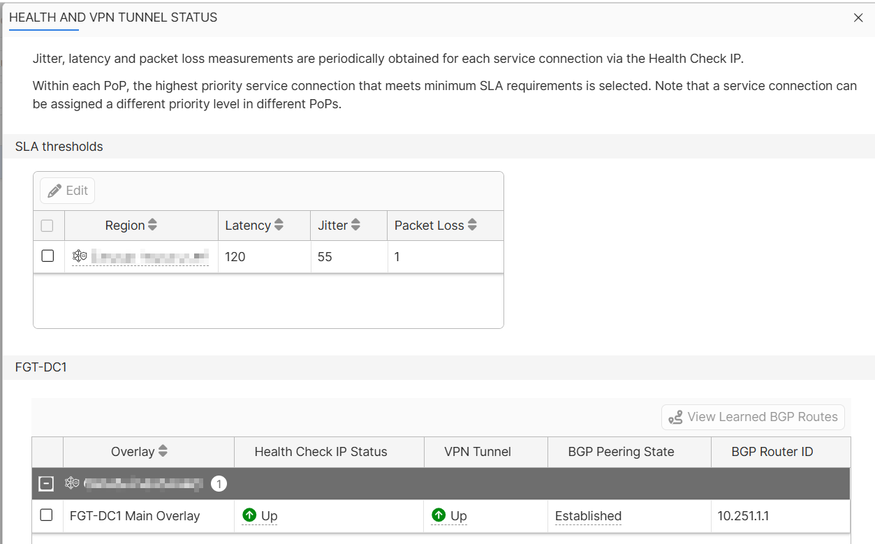 Viewing health and VPN tunnel status | FortiSASE | Fortinet Document ...