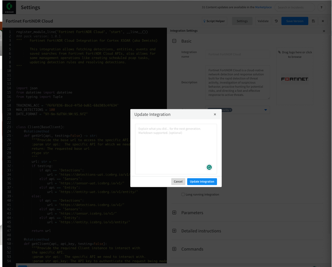 Installing FortiNDR Cloud on Cortex XSOAR | FortiNDR Cloud 2024.2.0 ...