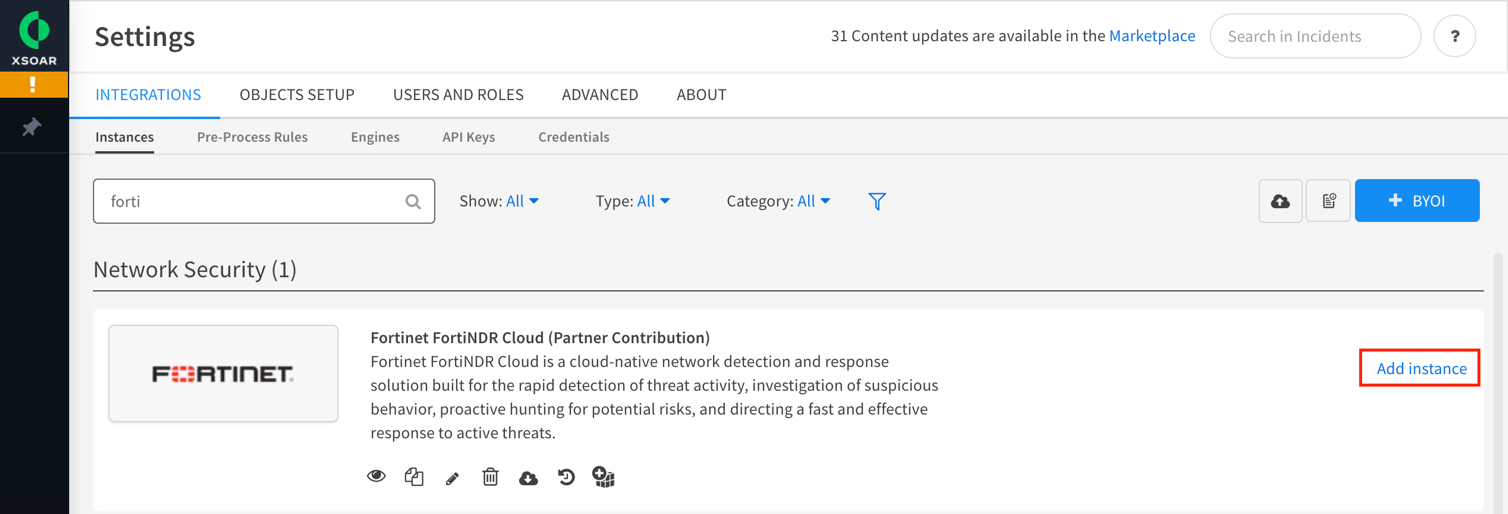 Installing FortiNDR Cloud on Cortex XSOAR | FortiNDR Cloud 2024.2.0 ...