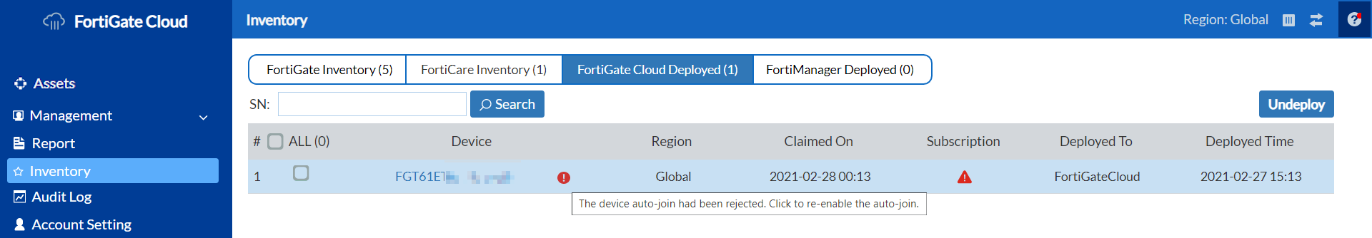 FortiCloud and FortiDeploy keys | FortiGate Cloud 23.4.0 | Fortinet ...