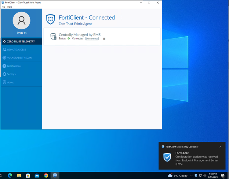 Registering the endpoint PC to EMS server | FortiPAM 1.6.0 | Fortinet ...