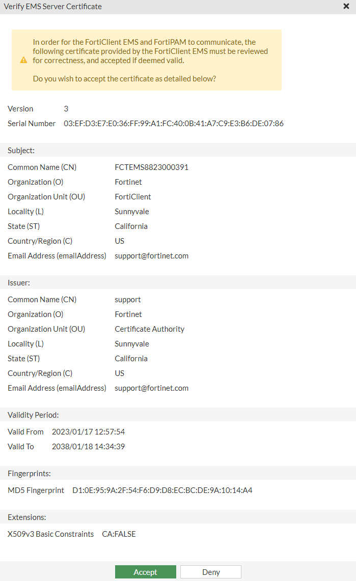 Configuring EMS on FortiPAM | FortiPAM 1.6.0 | Fortinet Document Library