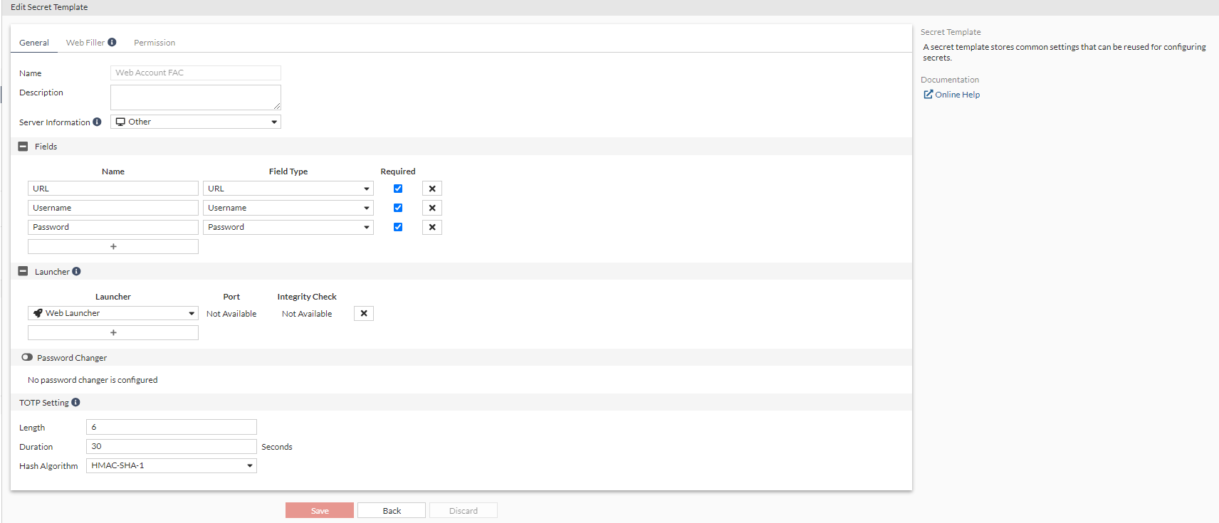 Creating a secret template | FortiPAM 1.6.0 | Fortinet Document Library