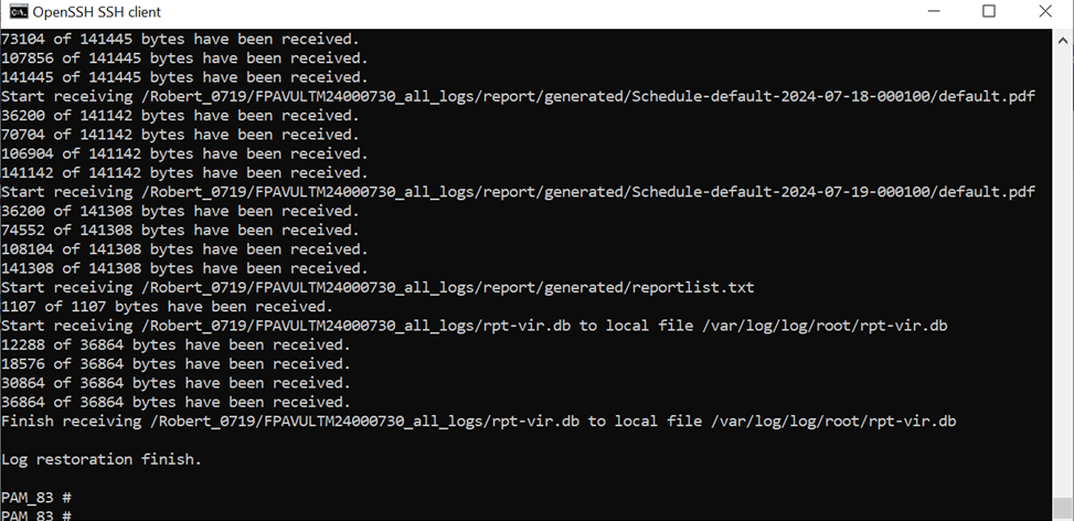 Restoring logs from the FTP server | FortiPAM 1.6.0 | Fortinet Document ...