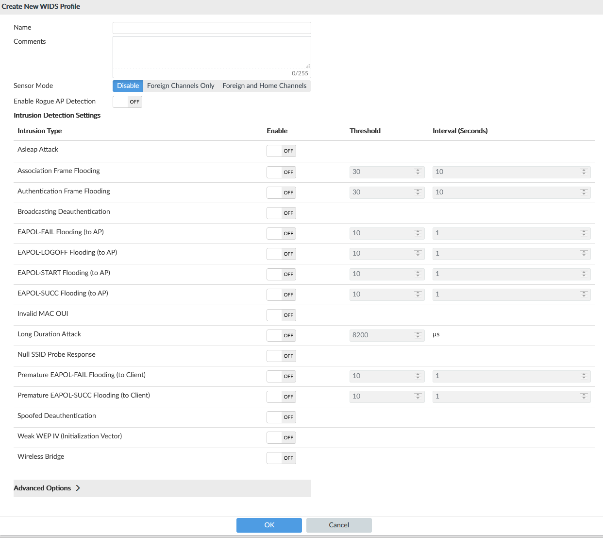 WIDS profiles | FortiManager 7.4.2 | Fortinet Document Library