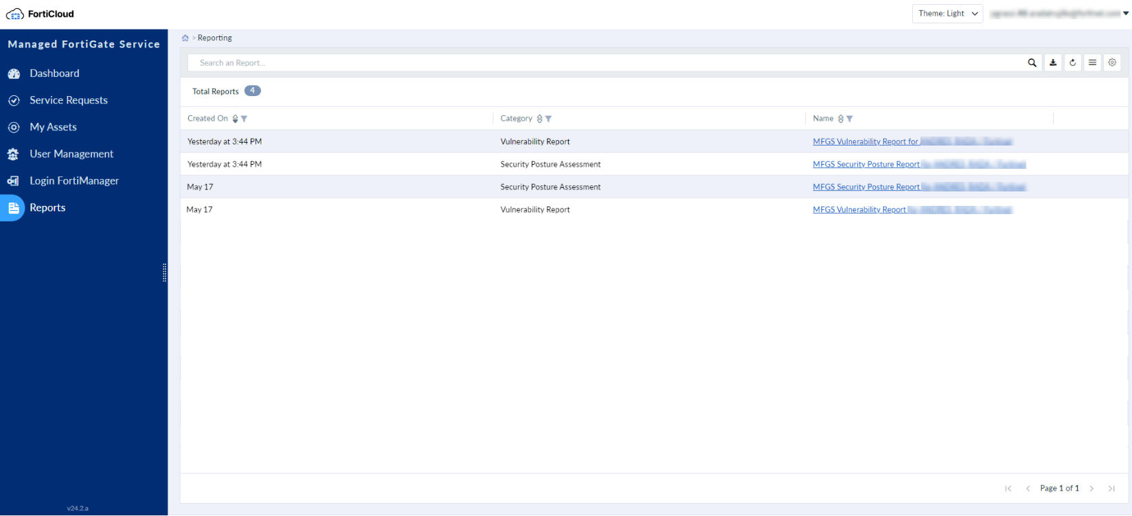 Reports | Managed FortiGate Service | Fortinet Document Library