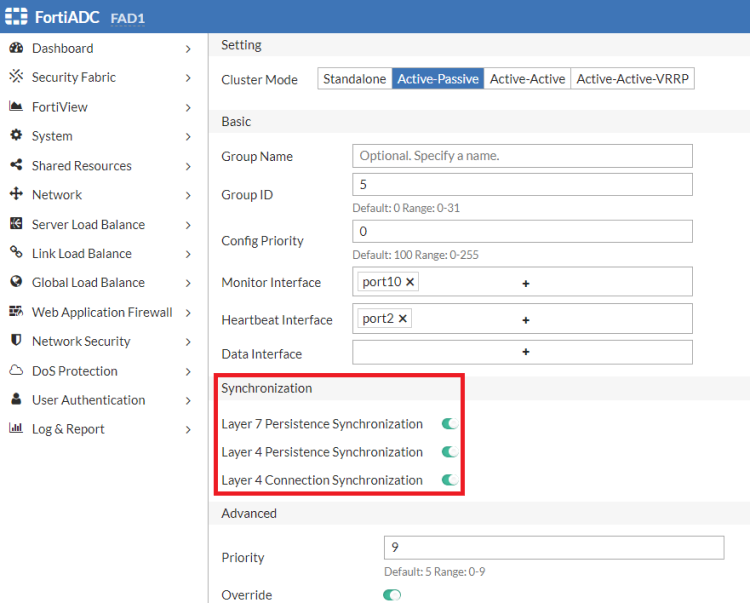 Deploying an Active-Passive cluster | FortiADC 7.6.1 | Fortinet ...