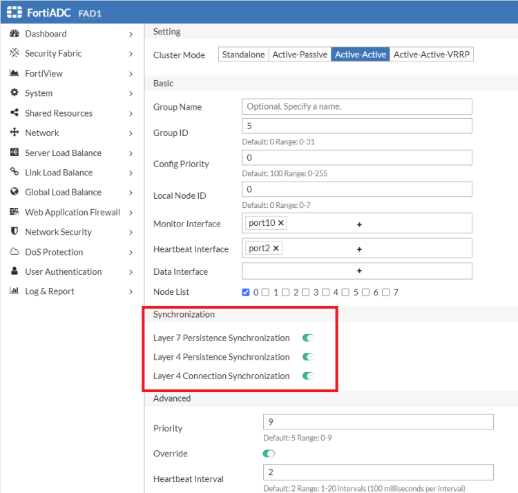 Deploying an Active-Active cluster | FortiADC 7.6.1 | Fortinet Document Library