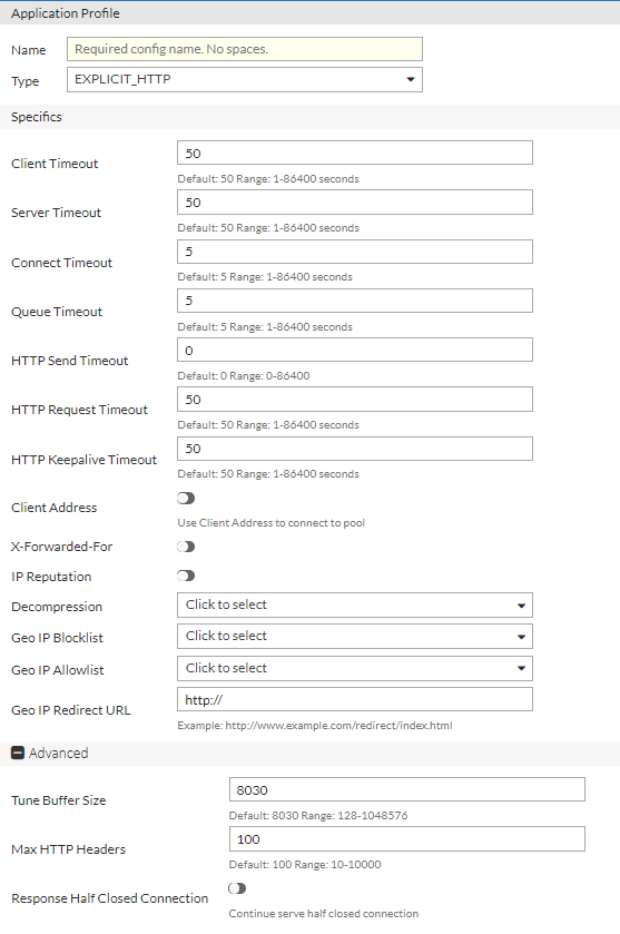 Configuring Application profiles | FortiADC 7.6.1 | Fortinet Document Library