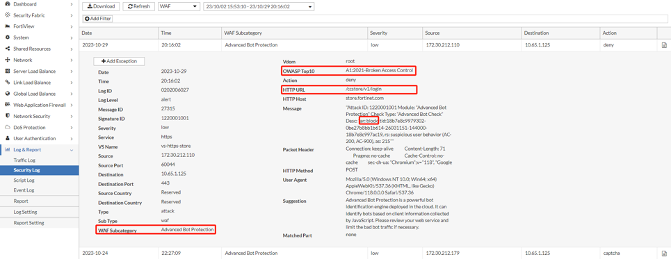Advanced Bot Protection troubleshooting and debugging | FortiADC 7.6.1 | Fortinet Document Library
