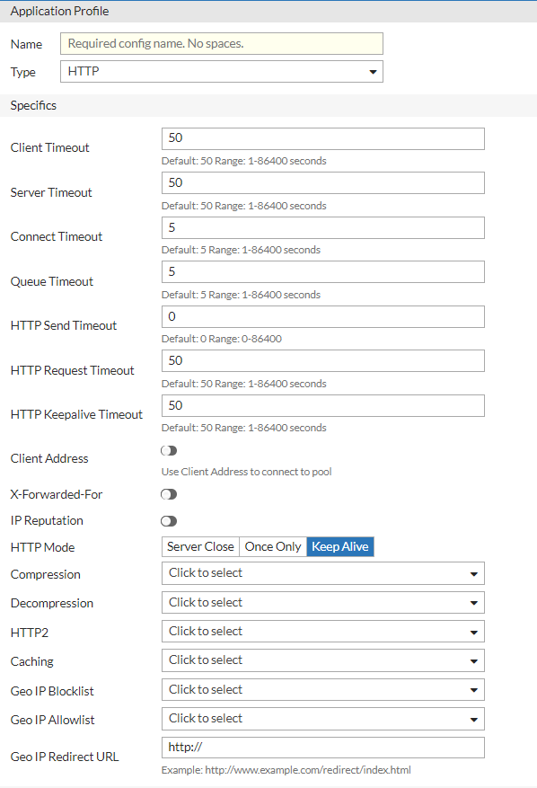 Configuring Application profiles | FortiADC 7.6.1 | Fortinet Document Library