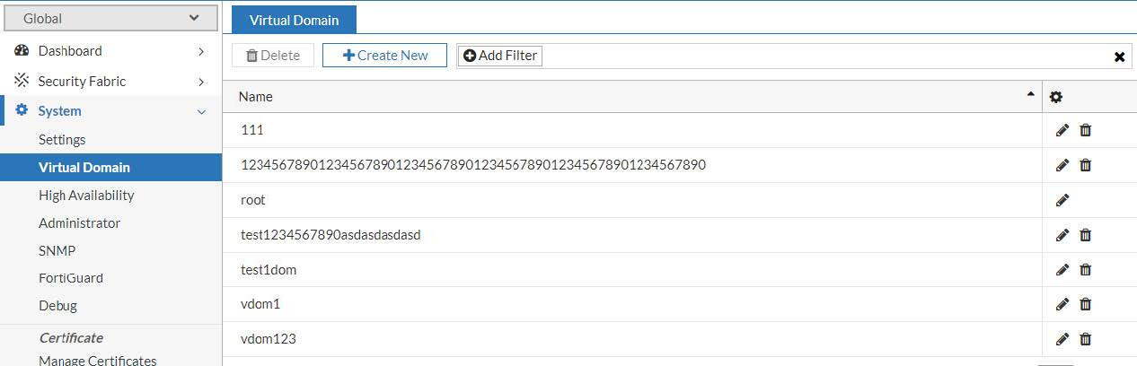 Enabling the Virtual Domain feature and selecting the Virtual Domain ...