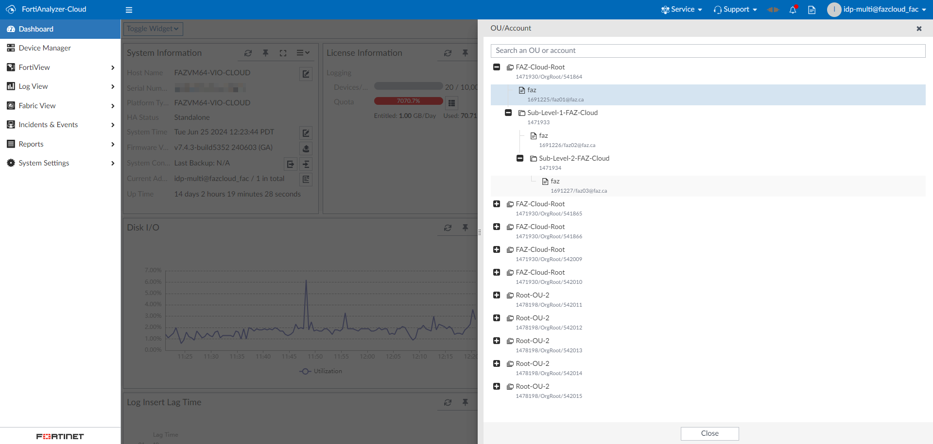 Using multiple roles with external IdP users | FortiAnalyzer Cloud 7.4. ...