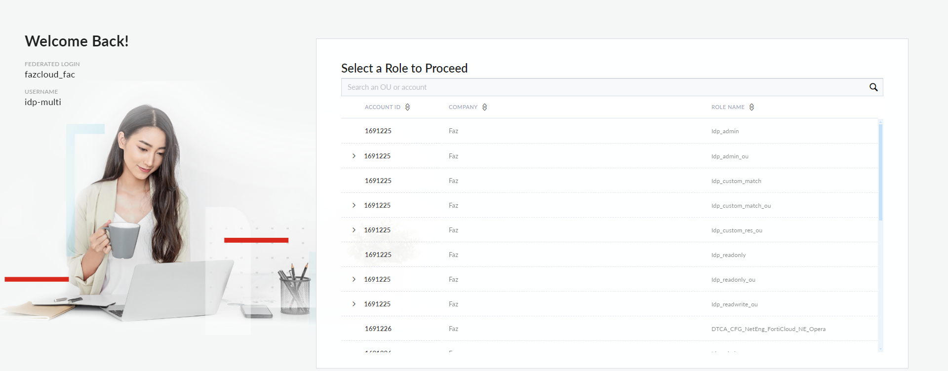 Using multiple roles with external IdP users | FortiAnalyzer Cloud 7.4. ...