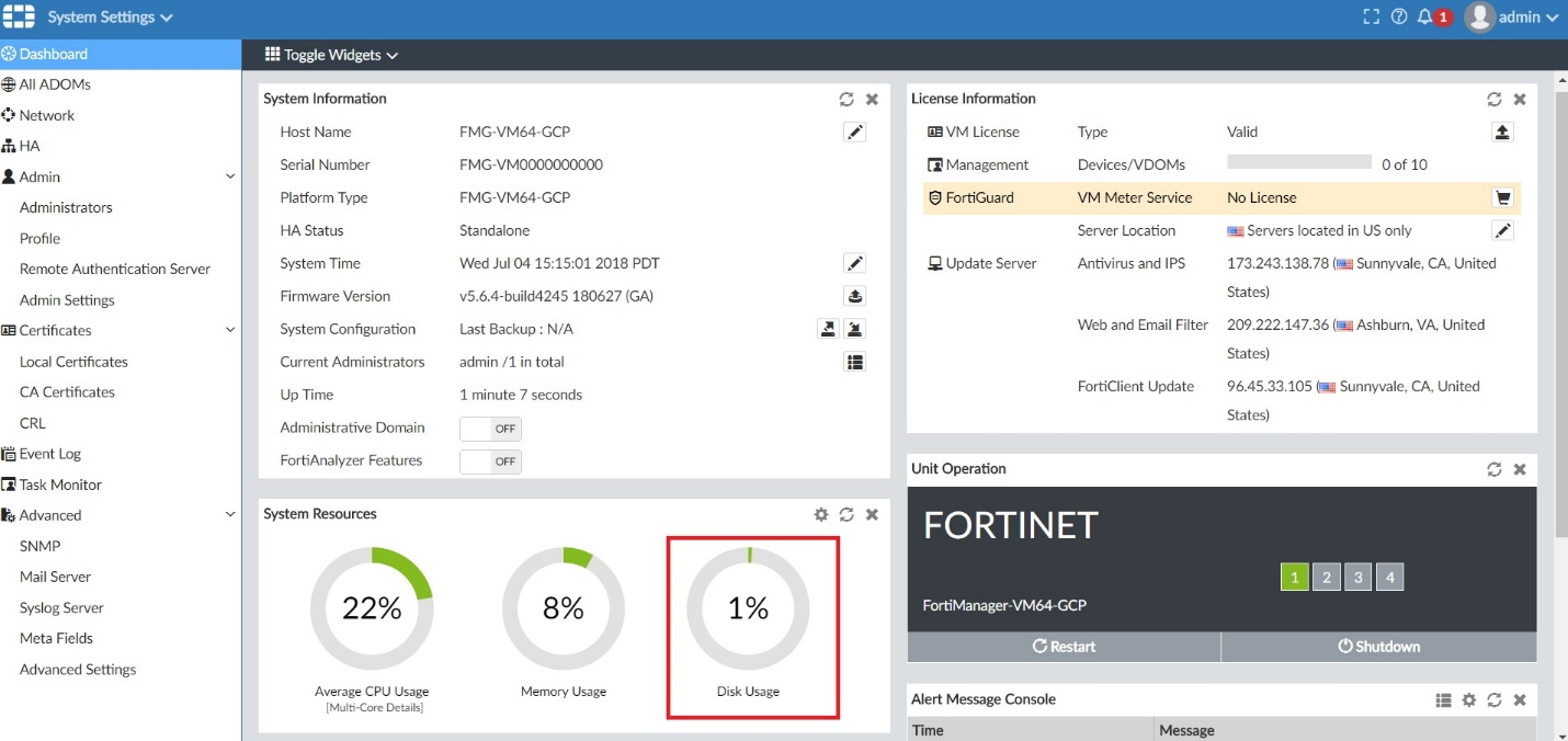Adding A Disk To The Fortimanager Vm For Logging Fortimanager Public Cloud 640