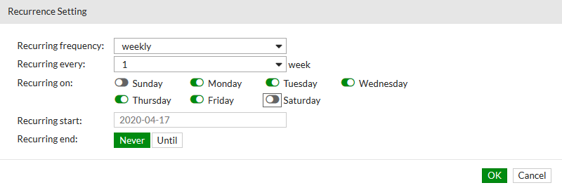 Creating schedules | FortiVoice 7.0.1 | Fortinet Document Library