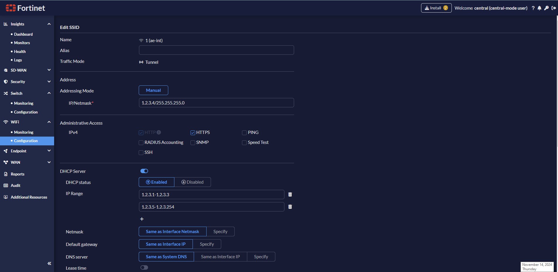 Support for SSID templates in AP profiles 7.4.2 | FortiPortal 7.4.0 ...