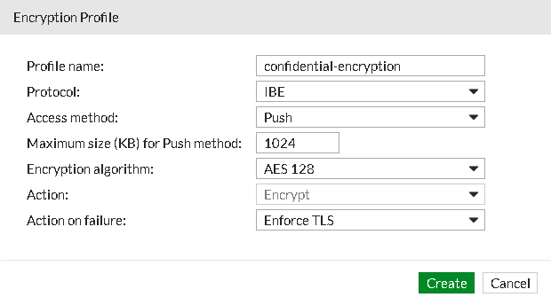 Configuring the encryption profile | FortiMail 7.4.0 | Fortinet ...